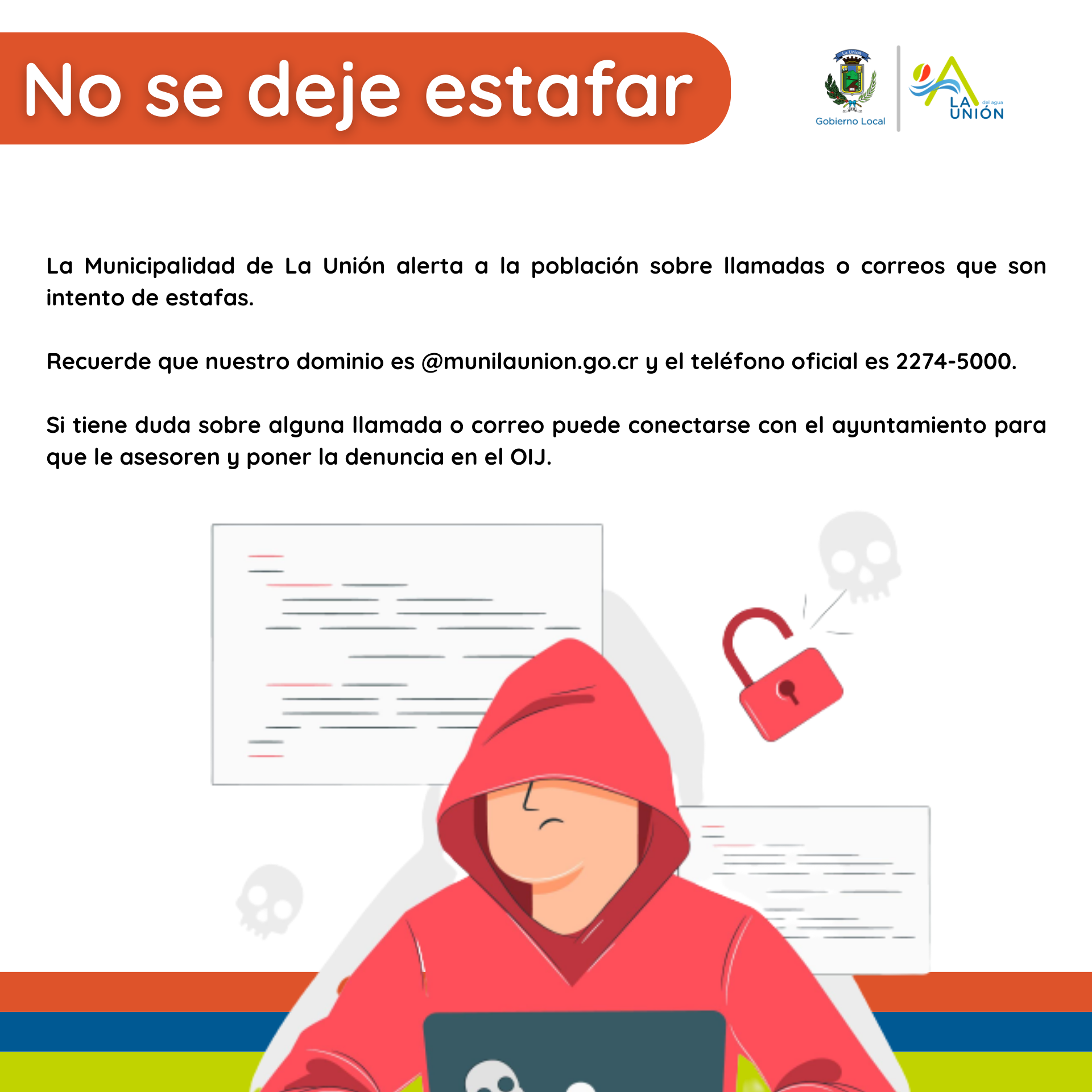 No se deje estafar - Municipalidad de la Unión
